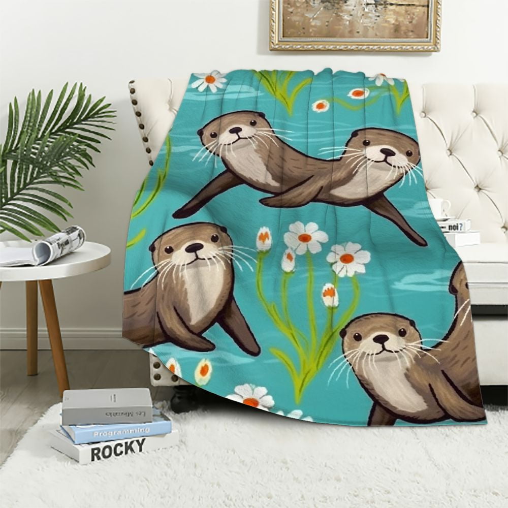 ARISTURING Otter Throws Blanket and for Kid Boy Girls Flannel Soft ...