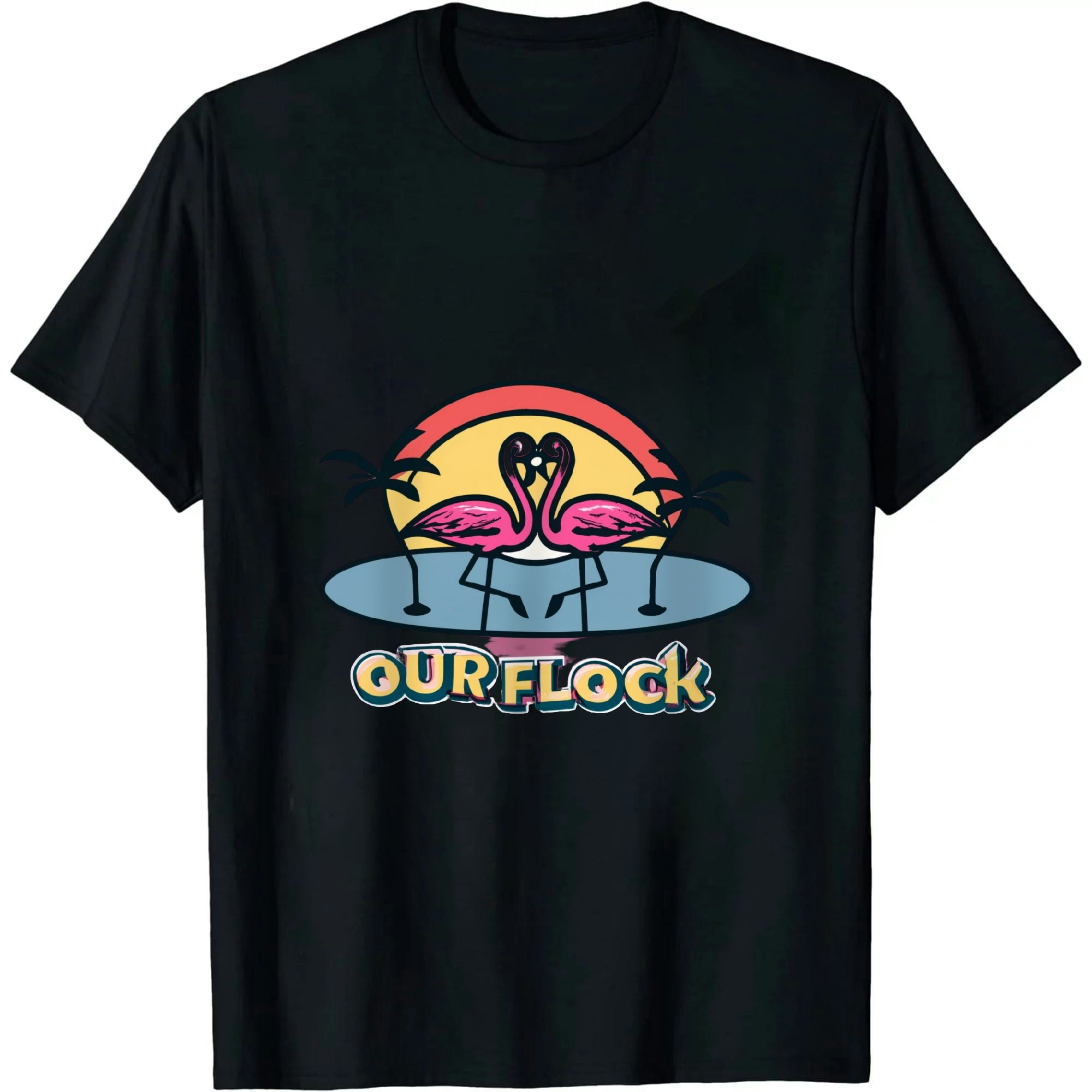 ARISTURING Our Flock Rocks Flamingos Lover Family Vacation Group T-Shirt - Walmart.com