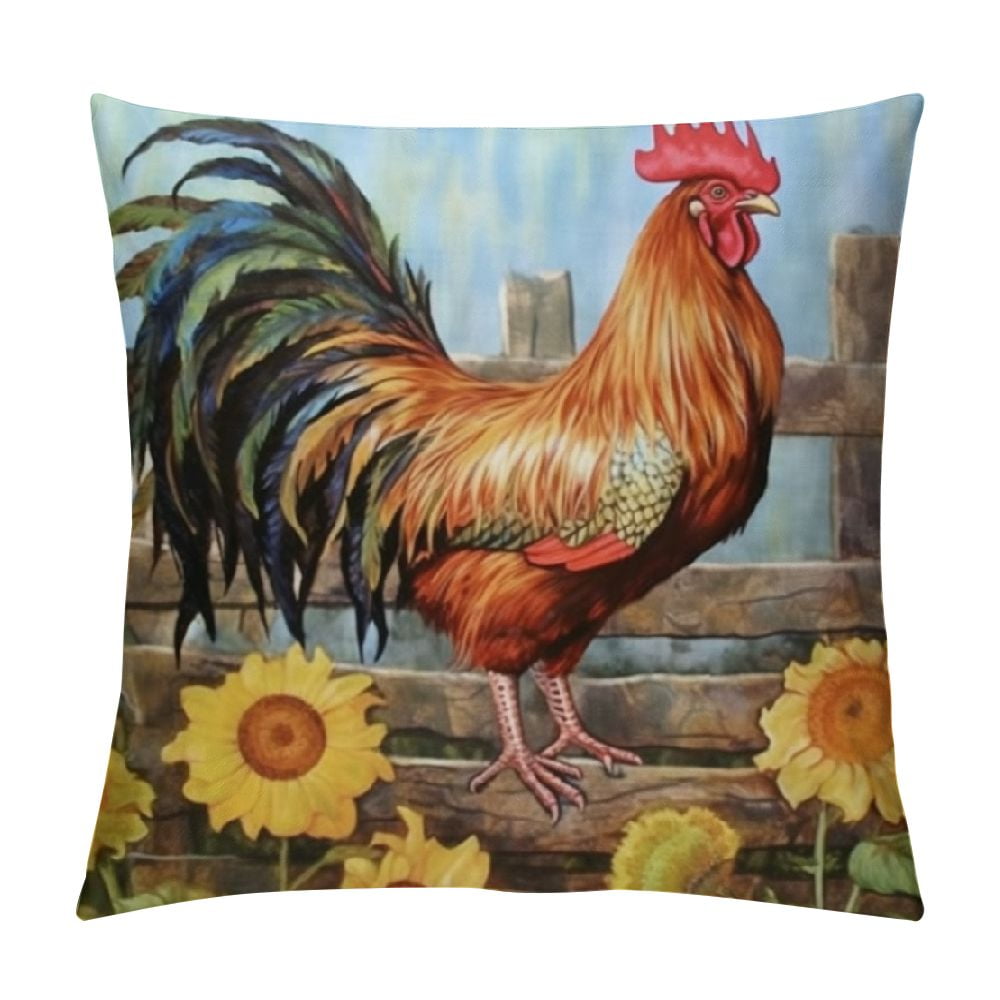 ARISTURING Pack of Rustic Farmhouse Rooster Country Animals Throw ...