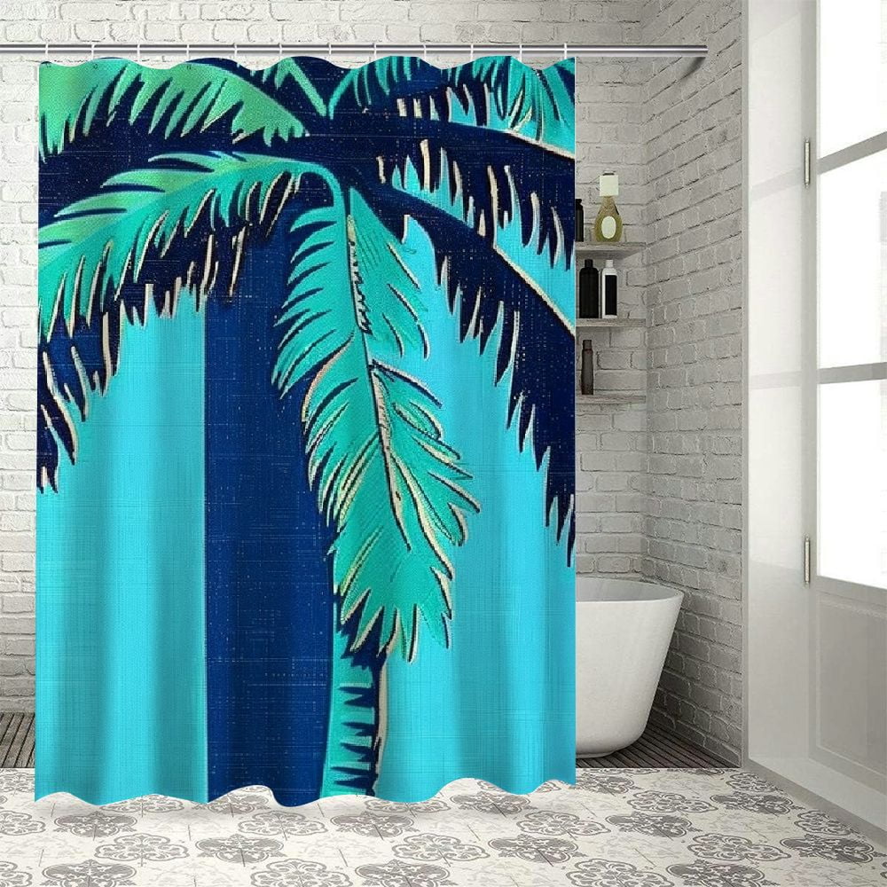 ARISTURING Palm Tree Shower Curtain for Bathroom Decoration with Hooks ...