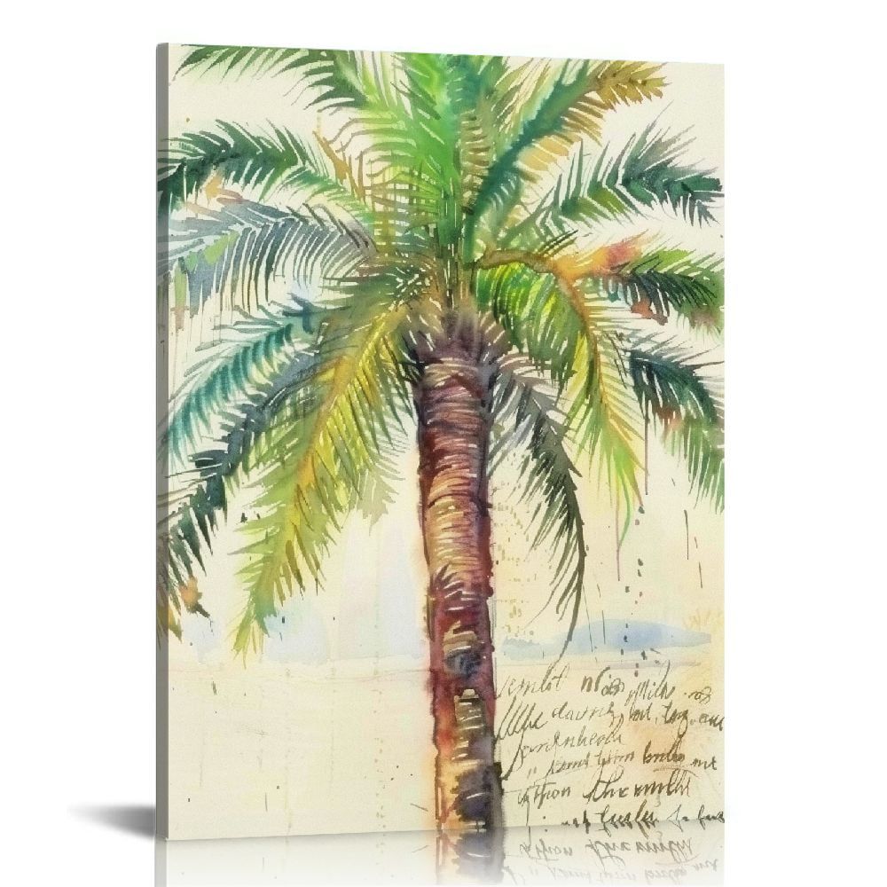 ARISTURING Palms And Scrolls II Canvas Wall Art Print, Palm Tree ...