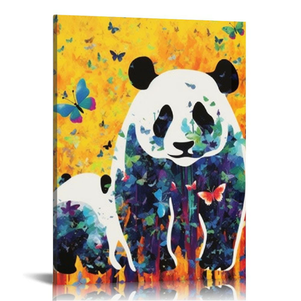 ARISTURING Panda Watercolor Wall Art Panda Portrait Canvas Painting ...