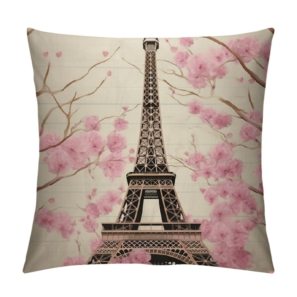 ARISTURING Paris Eiffel Tower Pillow Cover,Decorative Pillow Vintage ...