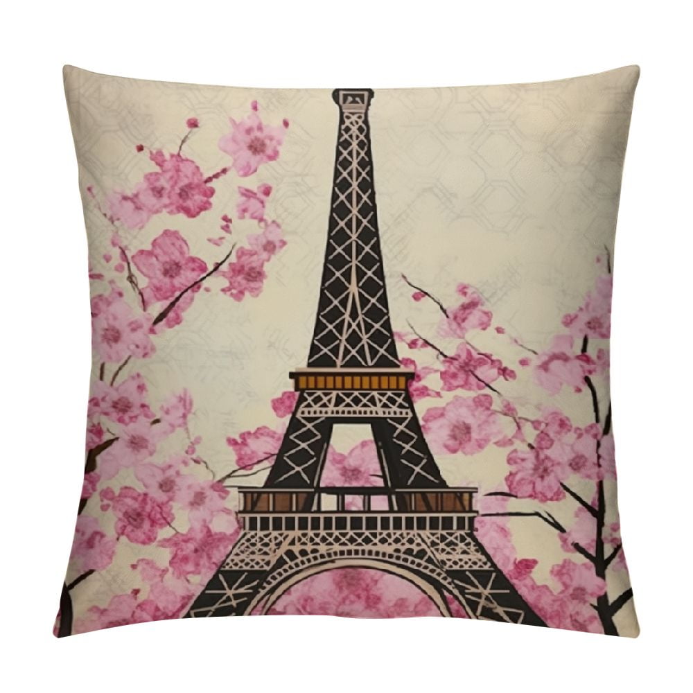 ARISTURING Paris Eiffel Tower Pillow Cover,Decorative Pillow Vintage ...