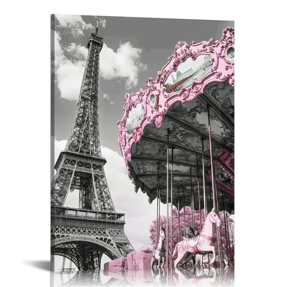 ARISTURING Paris Eiffel Tower Wall Decor for Girls Bedroom Black and ...