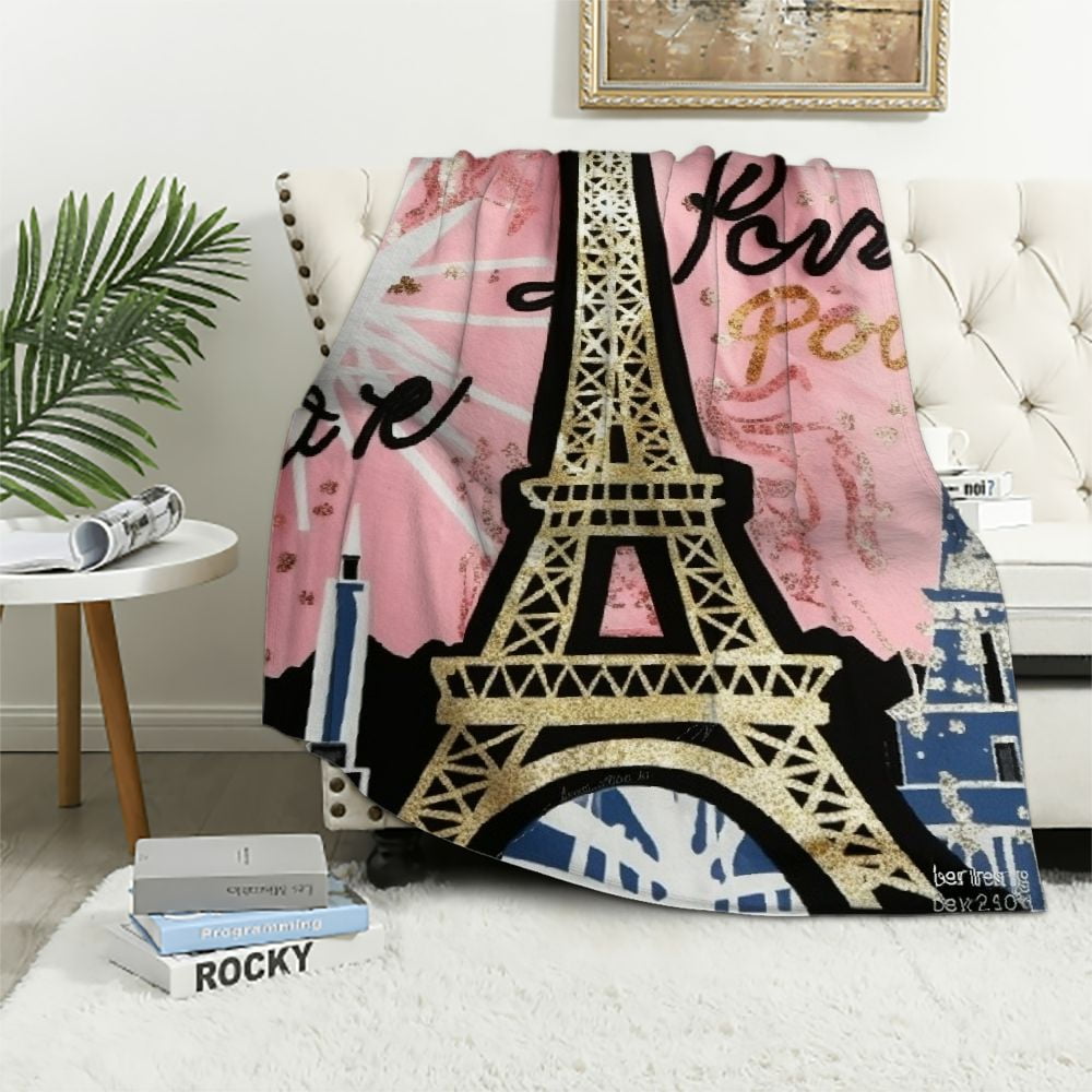 ARISTURING Paris Plush Blanket for Woman Eiffel Tower Fuzzy Throw ...