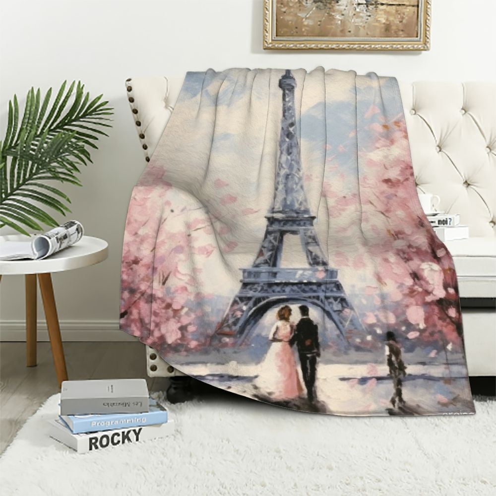 ARISTURING Paris Romantic Landscape Blanket, Soft Blankets Flannel Bed ...