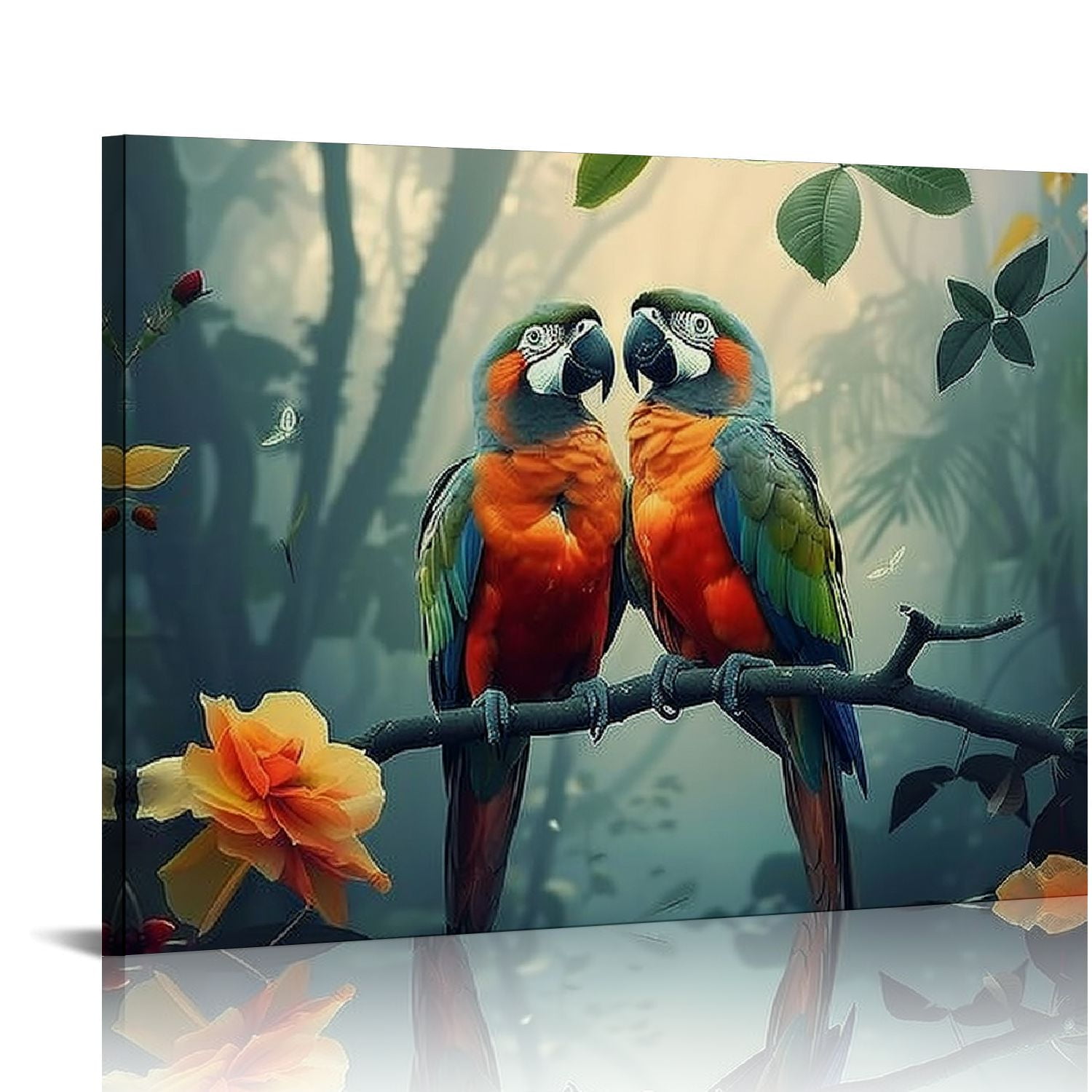 ARISTURING Parrot Canvas Wall Art Colorful Bird Painting Tropical Rain ...