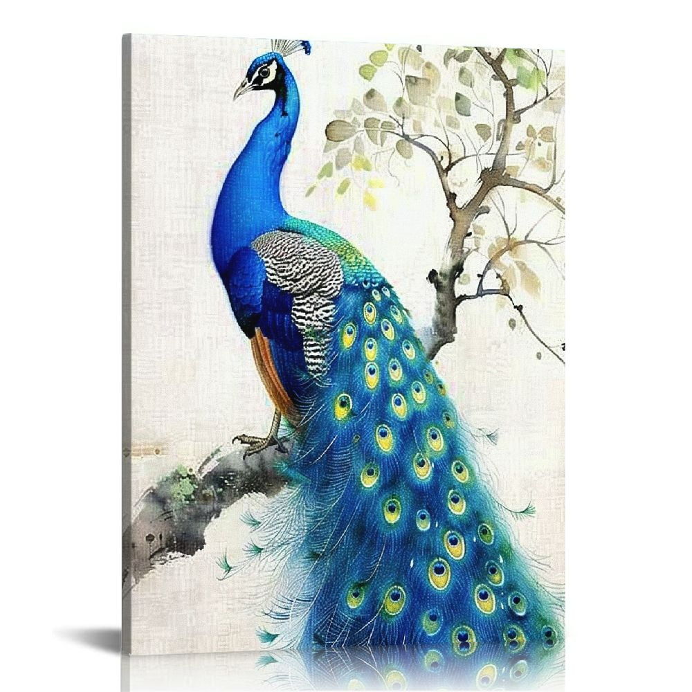 ARISTURING Peacock Wall Art Decor for Living Room, PIY Beautiful Canvas ...