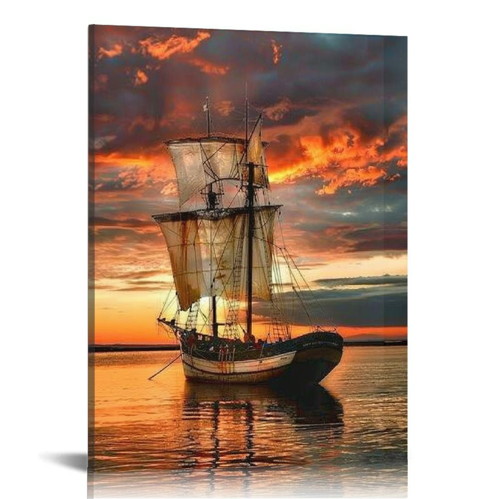ARISTURING Pearl Pirate Ship Home Decor - Wall Art Print Great Mens ...
