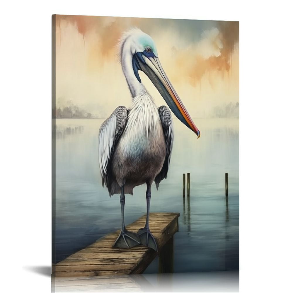 ARISTURING Pelican on Dock Watercolor Art Print, Pelican on Dock ...