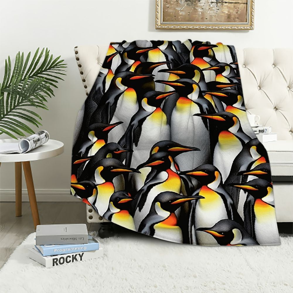 ARISTURING Penguin Blanket, Flannel Cute Penguins Themed Stuffed Animal ...
