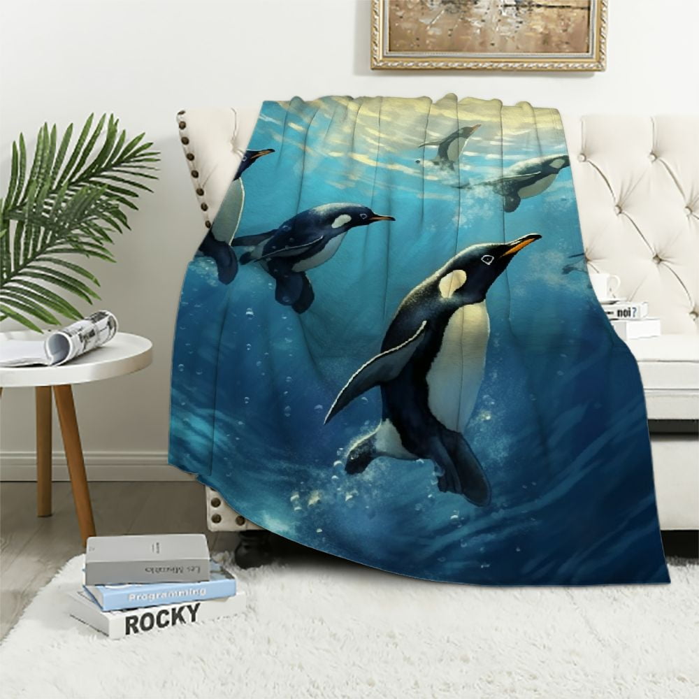 ARISTURING Penguin Blanket Ocean Gifts - Nautical Ocean Throw for Kids ...