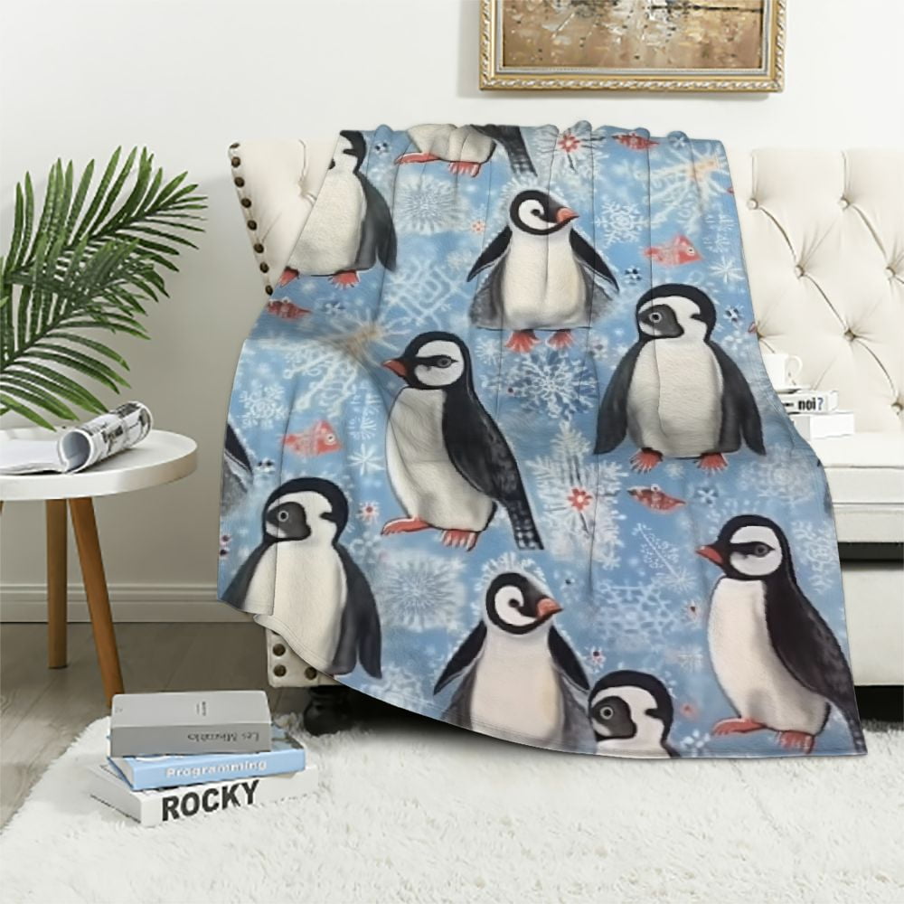 ARISTURING Penguin Throw Blanket Soft Fuzzy Plush Blanket Lightweight ...