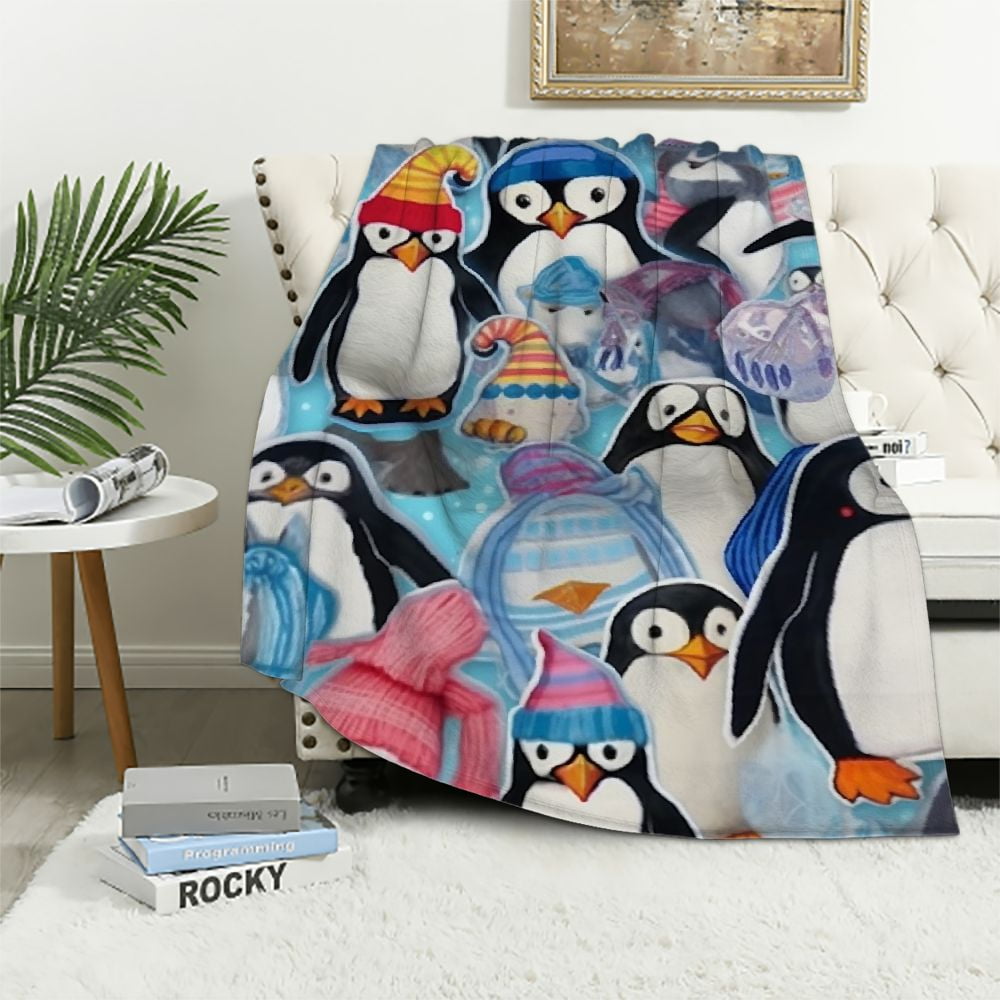 HENGT Penguin Throw Blanket for Girls - Flannel Blanket Size Soft Fuzzy ...