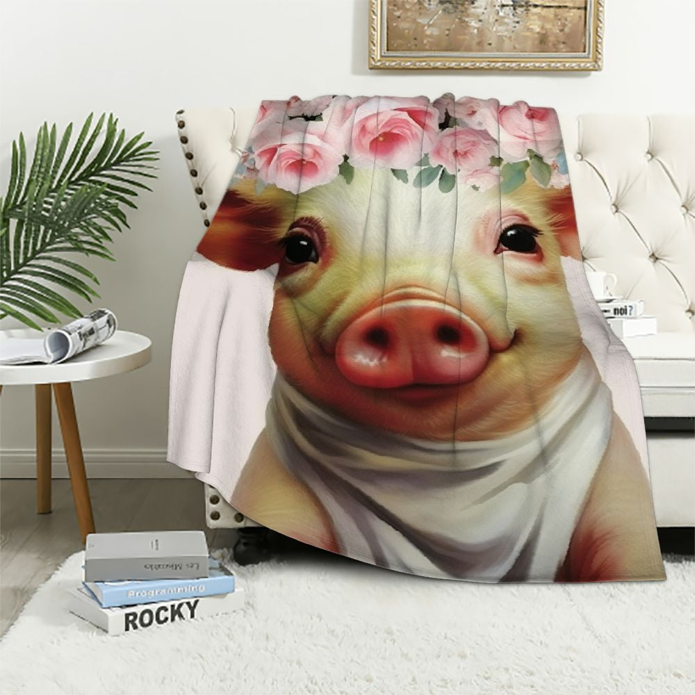 HENGT Pig Blanket Cute Pig Plush Throw Blanket Super Soft Cozy Warm Pig ...