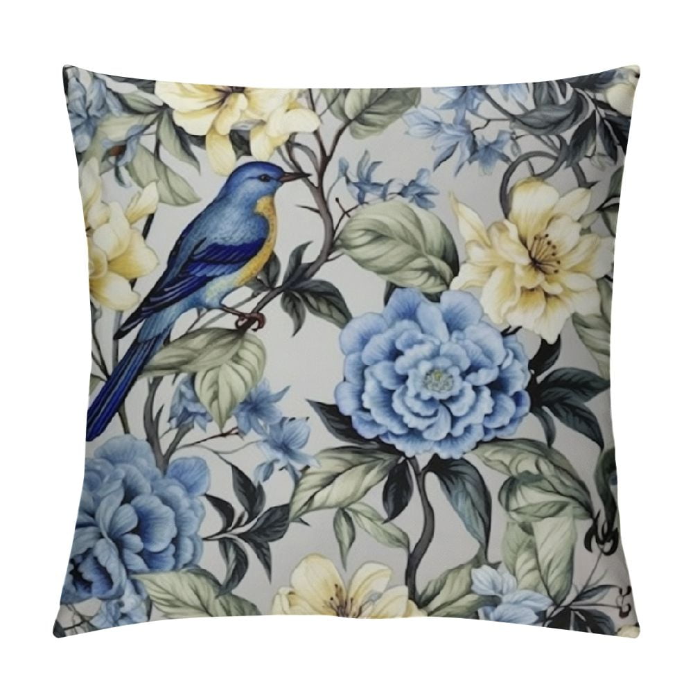HENGT Pillow Covers Colorful Watercolor Blue Hydrangea Hibiscus Iris ...