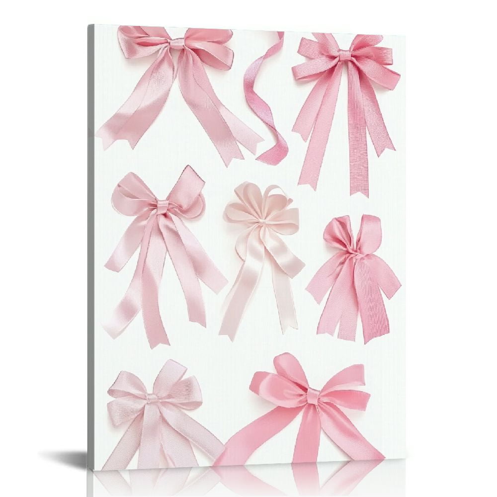 ARISTURING Pink Bows Canvas Wall Art, Vintage Preppy Cherry Posters ...