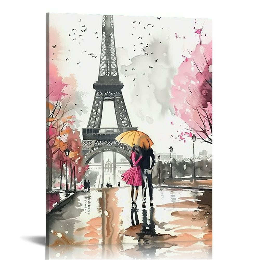 ARISTURING Pink Canvas Wall Art Paris Eiffel Tower Canvas Pictures ...