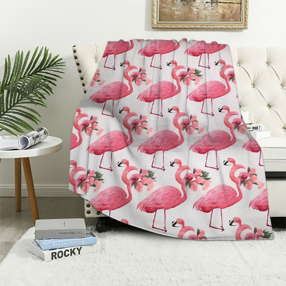 ARISTURING Pink Flamingo Throw Blankets Plush Fuzzy Cozy Warm Flannel ...