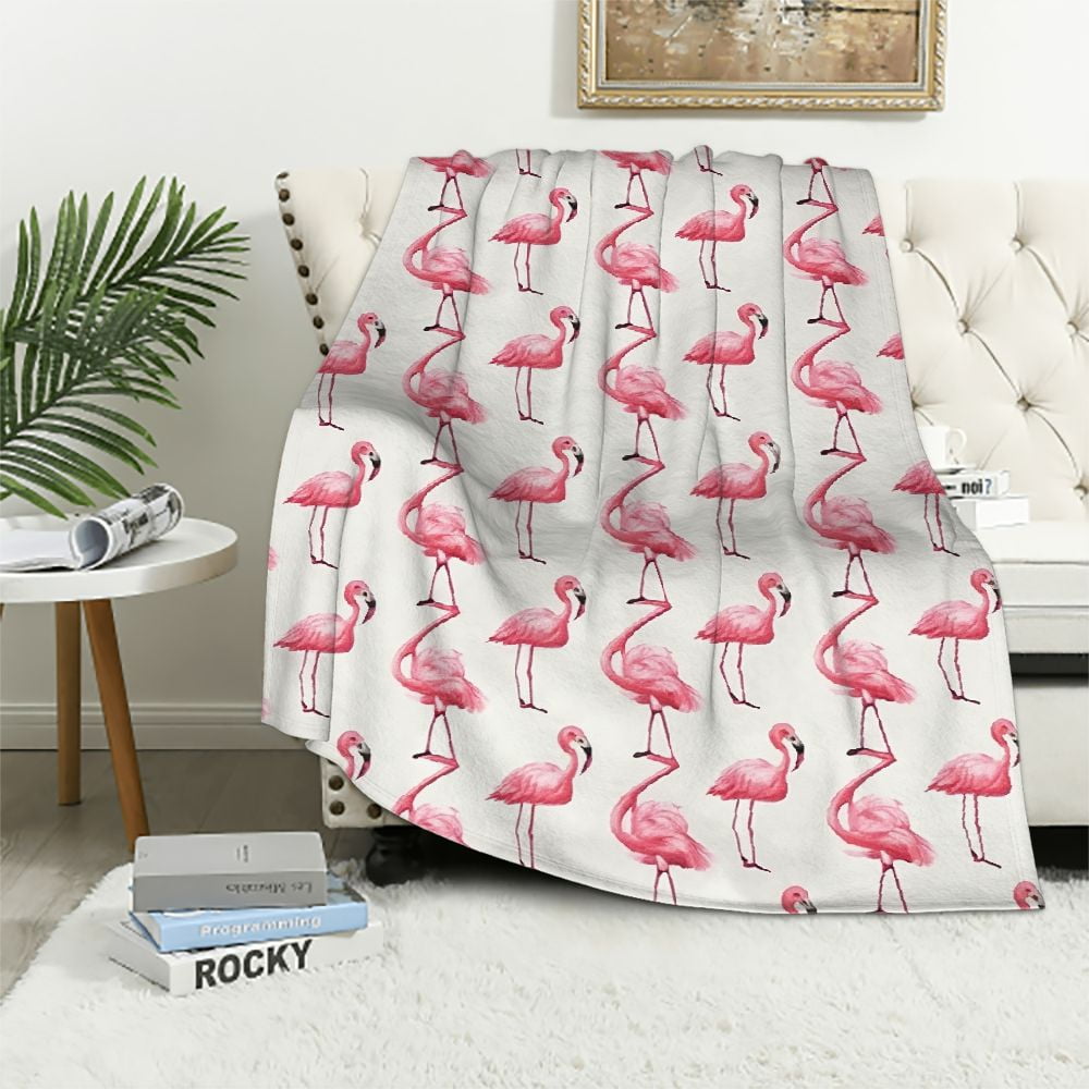 ARISTURING Pink Flamingo Throw Blankets Plush Fuzzy Cozy Warm Flannel ...