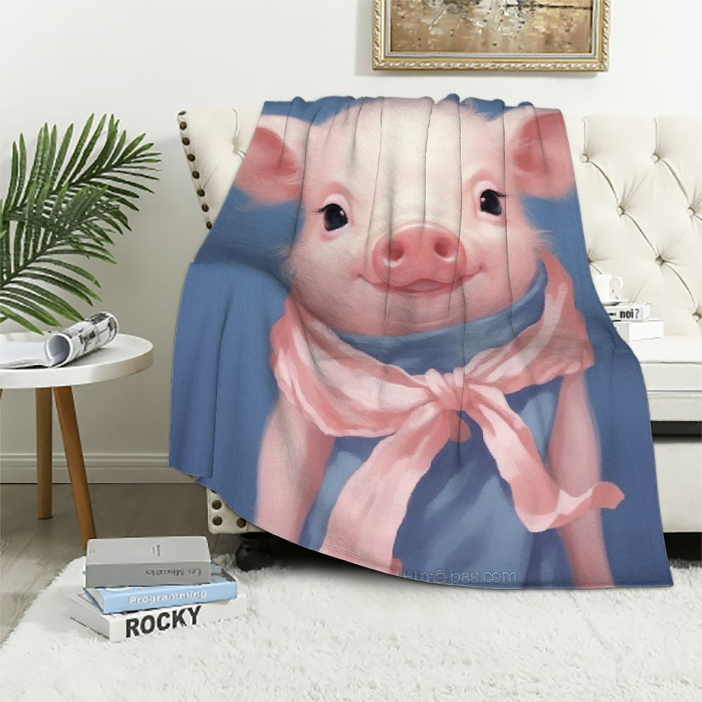 Jiayy Pink Pig Flannel Soft Throw Blanket for Kids, Cute Pig Warm ...