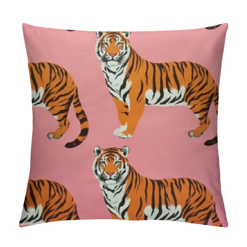 HENGT Pink Tigers Pillow Covers Decorative Preppy Lumbar Throw ...