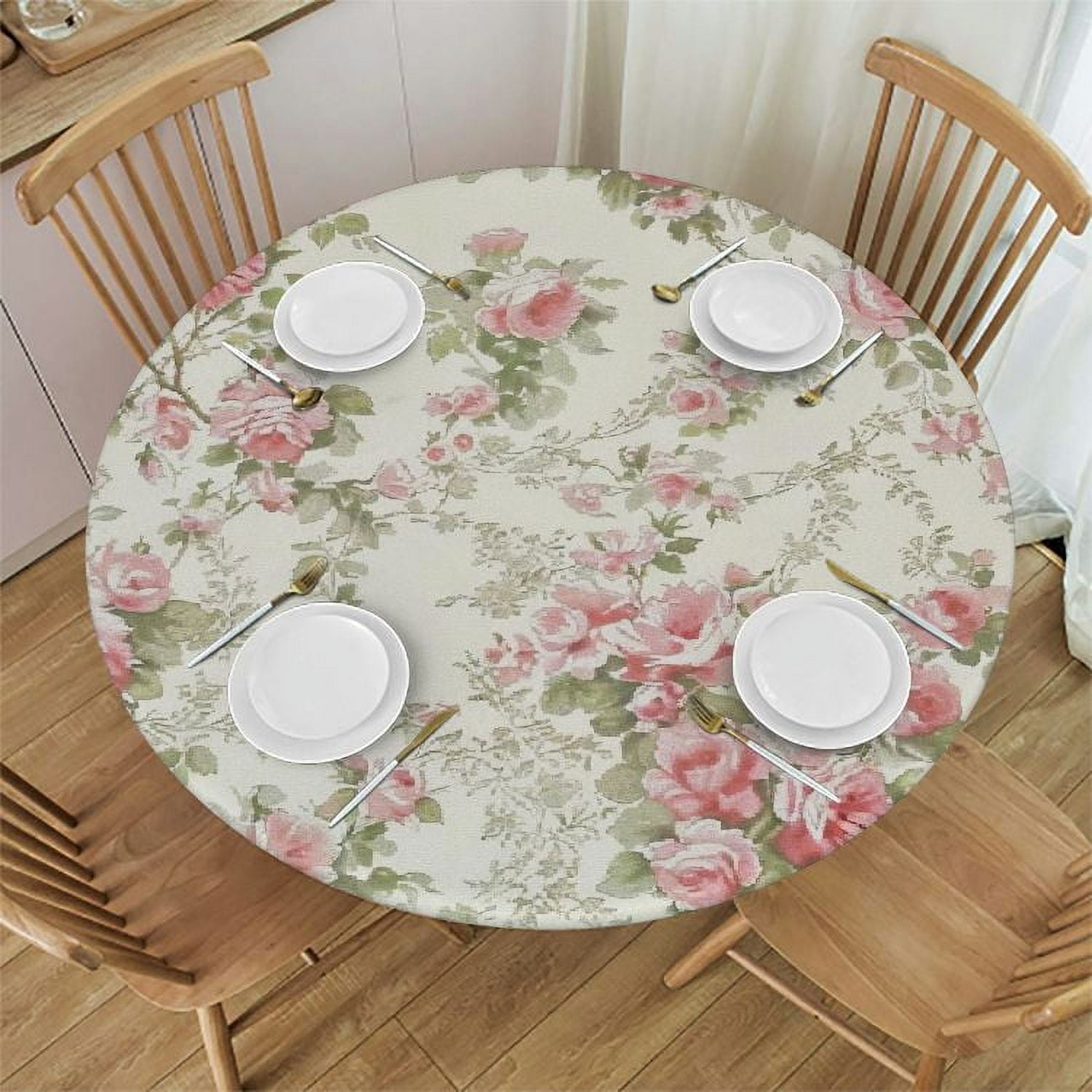 ARISTURING Pink Vintage Rose Flower Tablecloth Spring Summer Floral ...