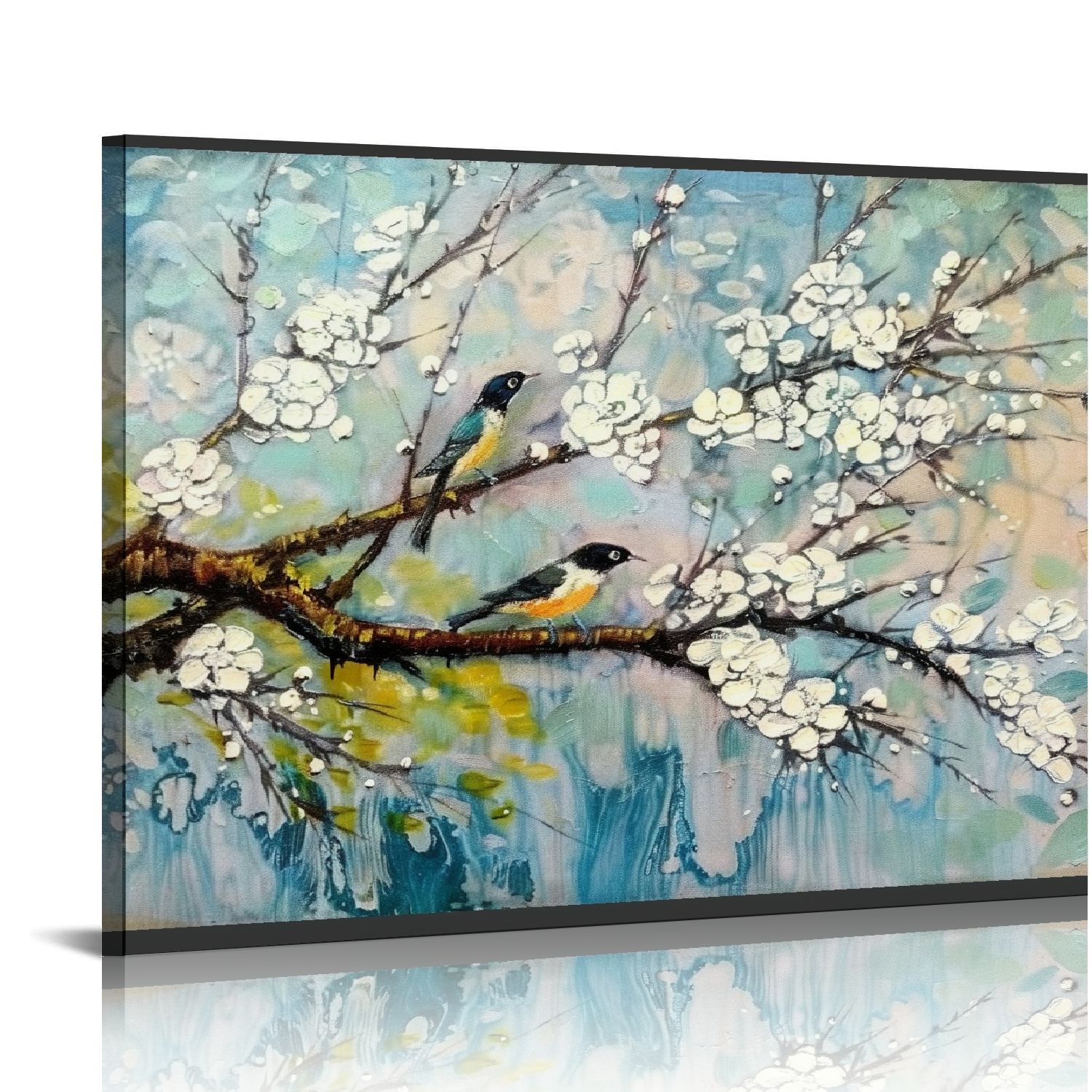 ARISTURING Plum Blossoms Painting Canvas Prints Flower Birds Picture ...
