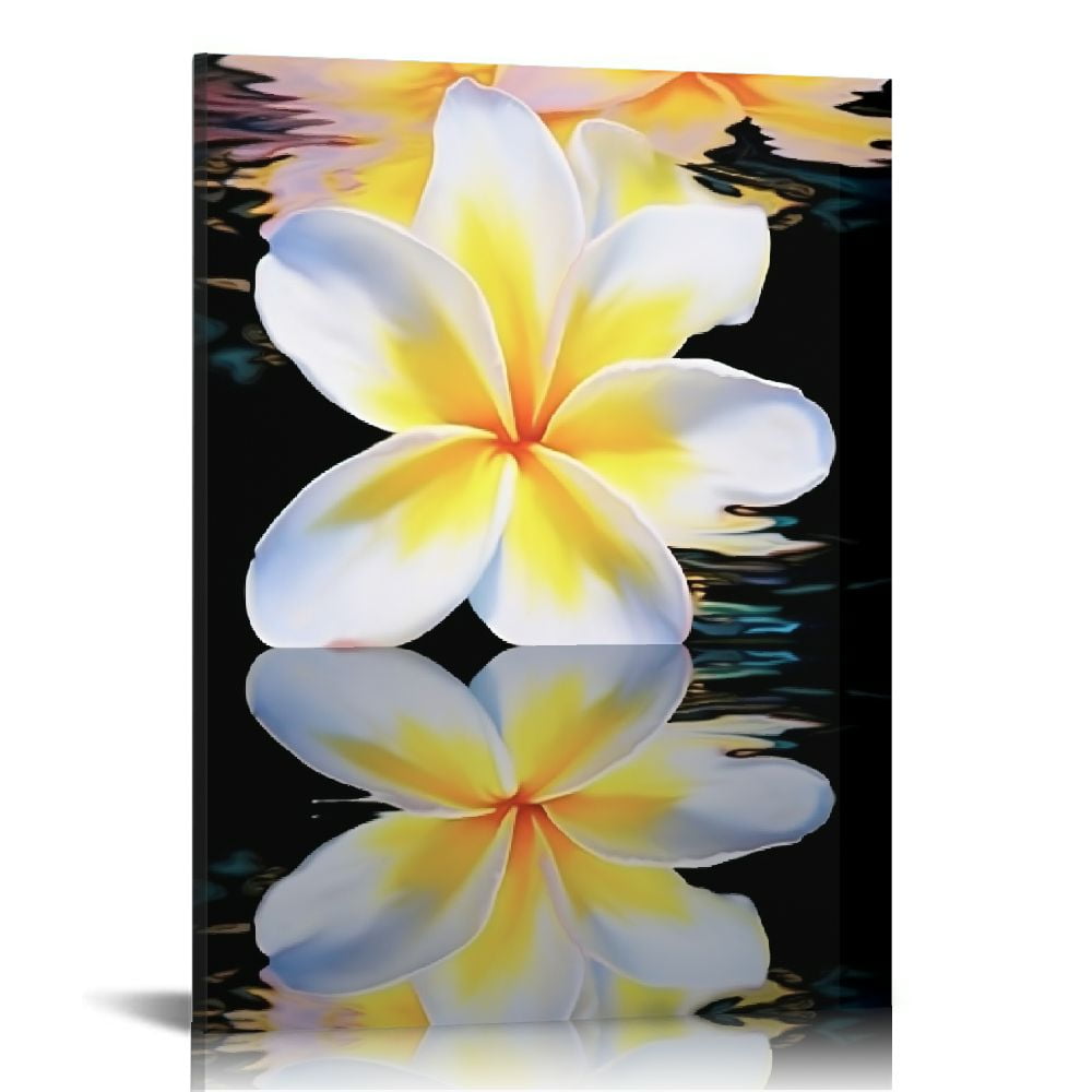 ARISTURING Plumeria Flower Wall Art Yellow Flower Black and White ...