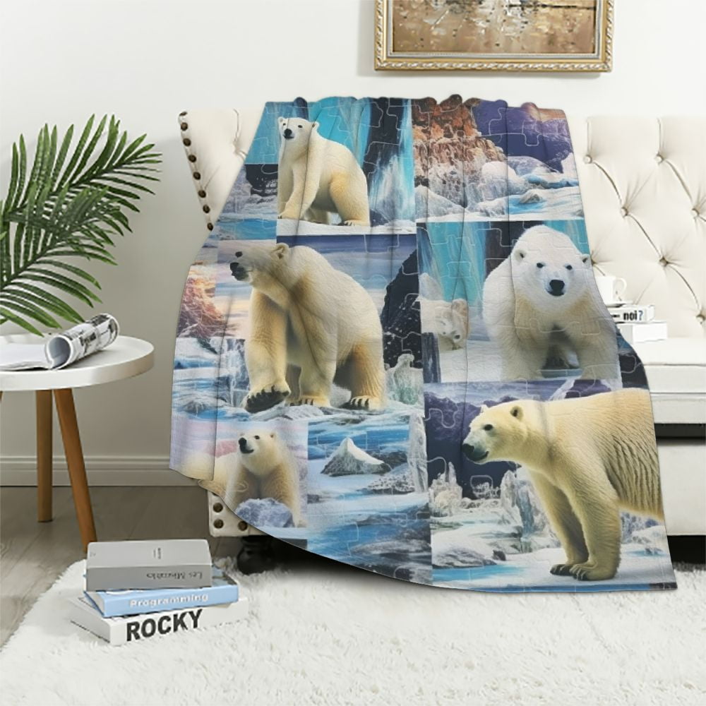 ARISTURING Polar Bear Blanket Cute Polar Bear Throw Blanket Super Soft ...