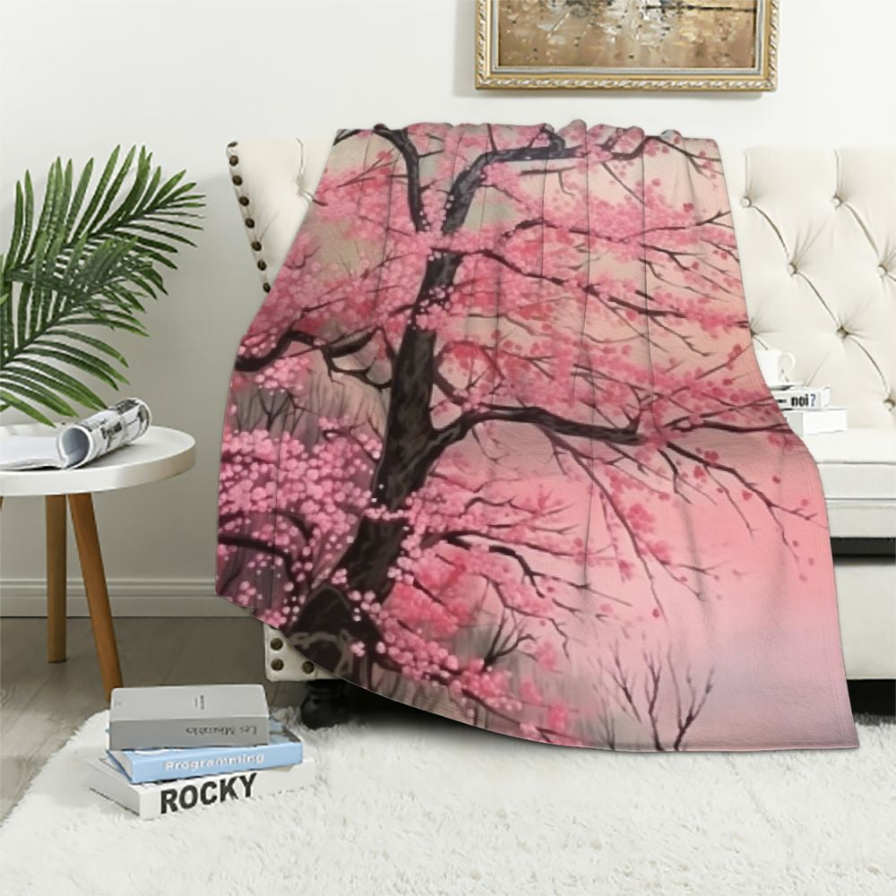 ARISTURING Print with The Cherry Blossom Tree Throw Blanket Soft and ...