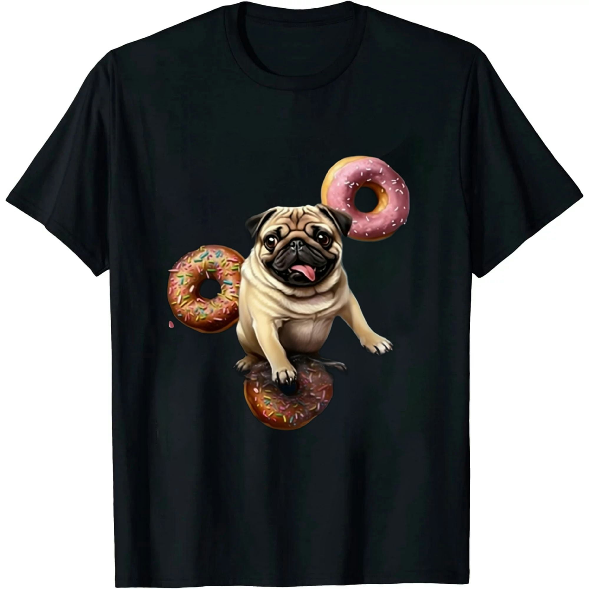 ARISTURING Pugs In Space With Donuts Cute Pug Boys Girls Men Women T ...