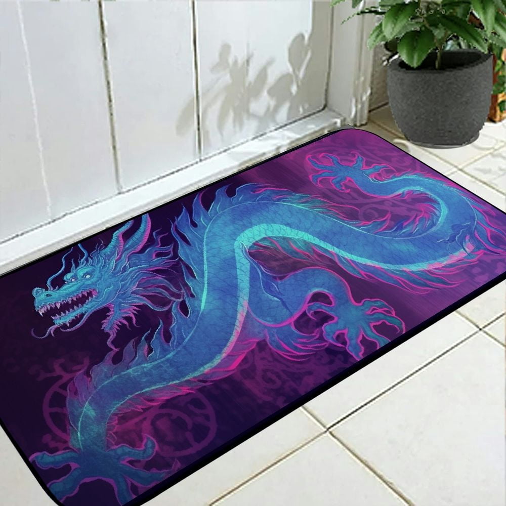 ARISTURING Purple Chinese Dragon Runner Rug Soft Plush Hallway Entryway ...