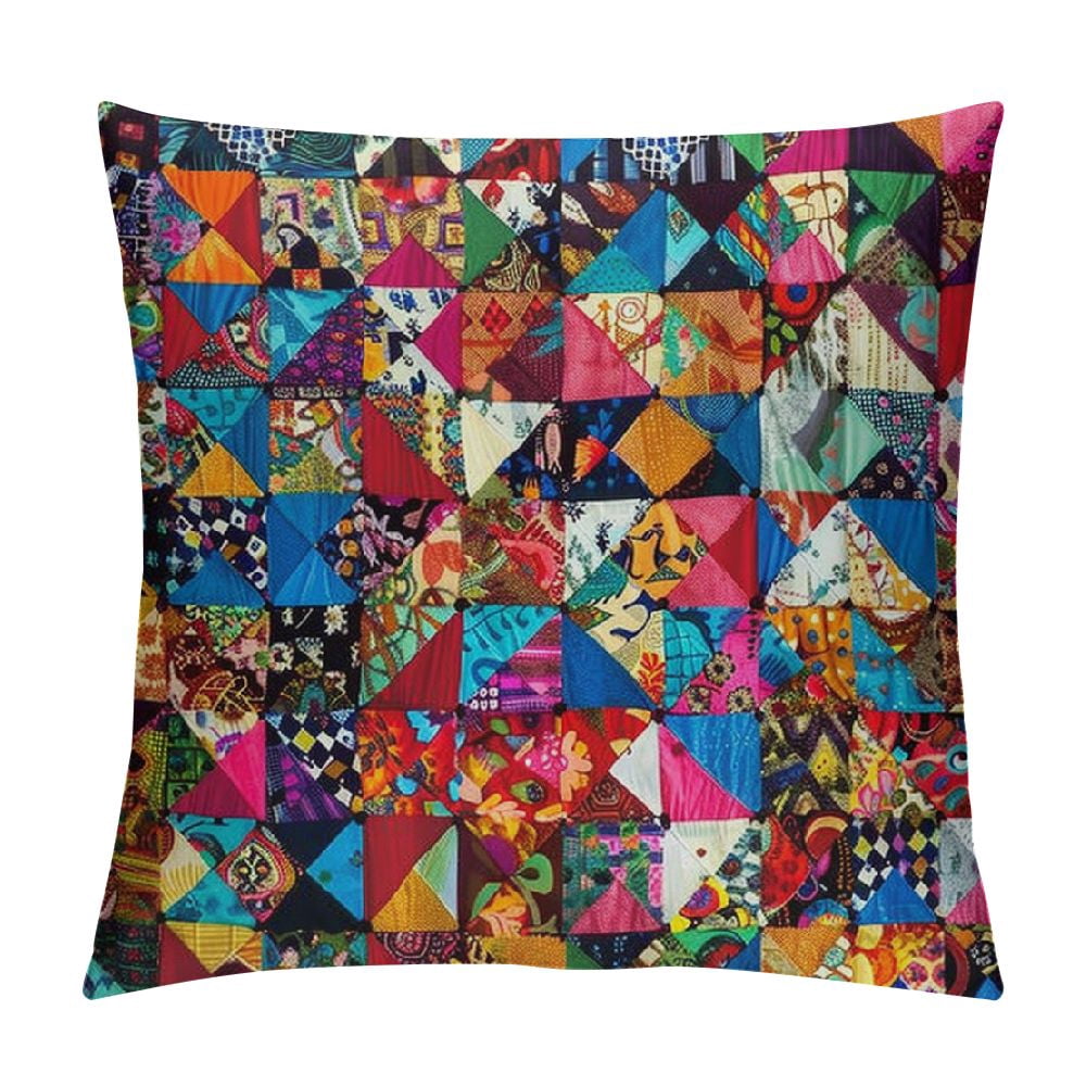 ARISTURING Quilt Throw Pillow Cushion Cover, Image Print of a Cultural ...