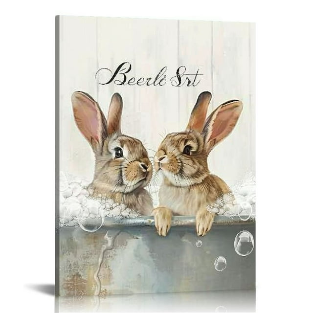 ARISTURING Rabbit Bathroom Wall Art Funny Bathtub Pictures Wall Decor ...