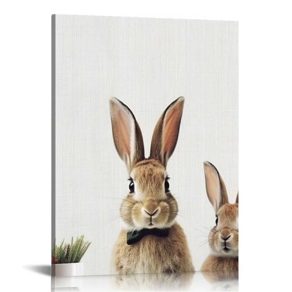 ARISTURING Rabbit Canvas Wall Art Cute Animal Artwork Nursery Bunny ...