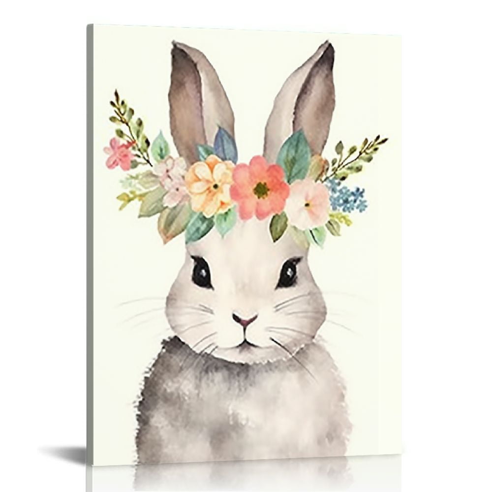 ARISTURING Rabbit Canvas Wall Art Nursery Artwork Canvas Animal Picture ...