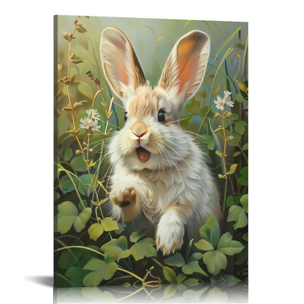 ARISTURING Rabbit Cartoon Painting, Cute Rabbit Poster, Kids Room ...