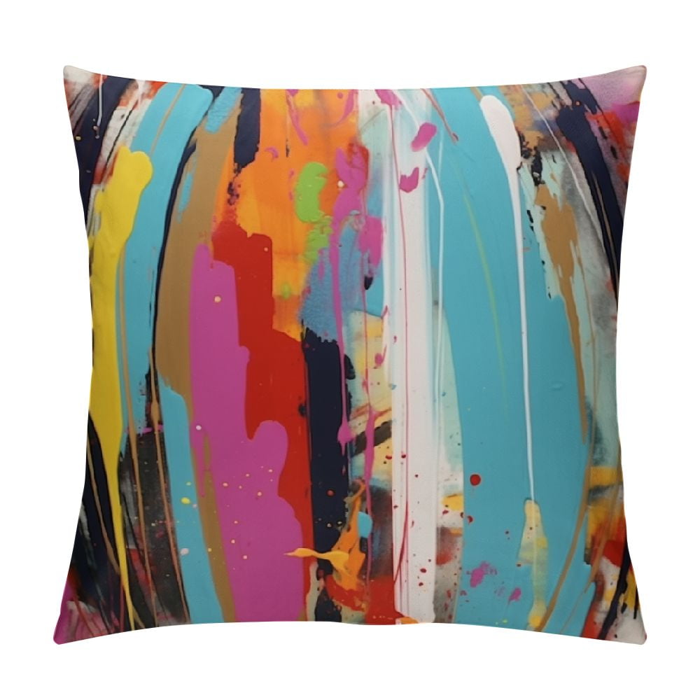 ARISTURING Rainbow Abstract Throw Pillow Covers Art Vibrant ...