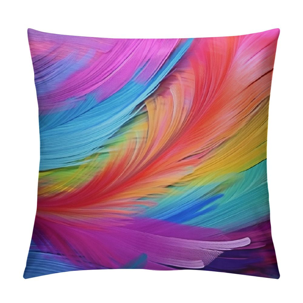 ARISTURING Rainbow Throw Pillow Cover Modern Art Fractall Rainbow Ocean ...
