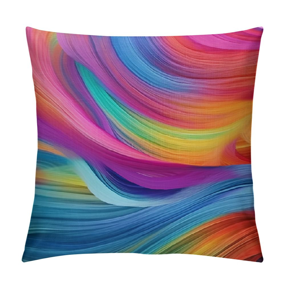 ARISTURING Rainbow Throw Pillow Cover Modern Art Fractall Rainbow Ocean ...