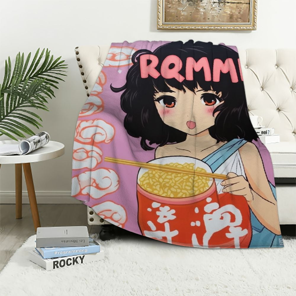 ARISTURING Ramen and Boba Blanket, Cute Anime Blanket, Kawaii Gifts for ...