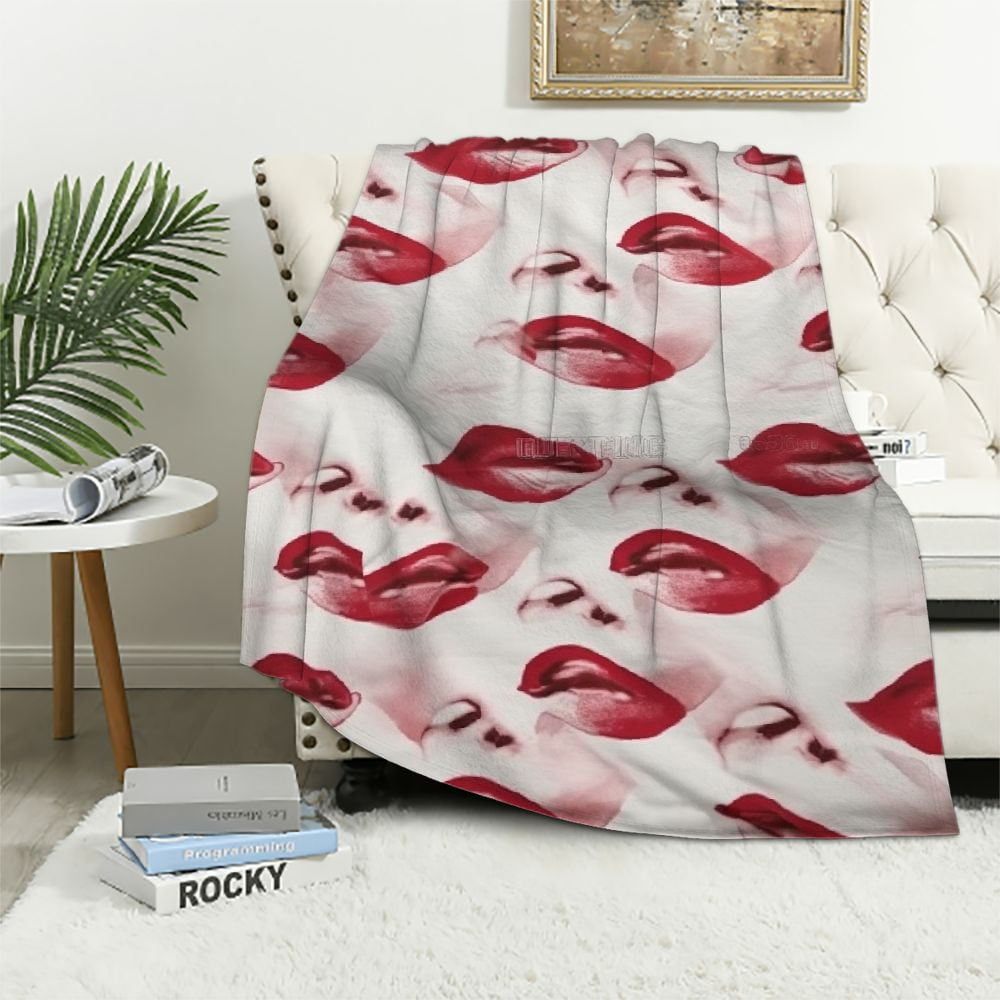 Jiayy Red Lips Sherpa Plush Blanket Girls Women 3D Cute Sexy Mouth ...