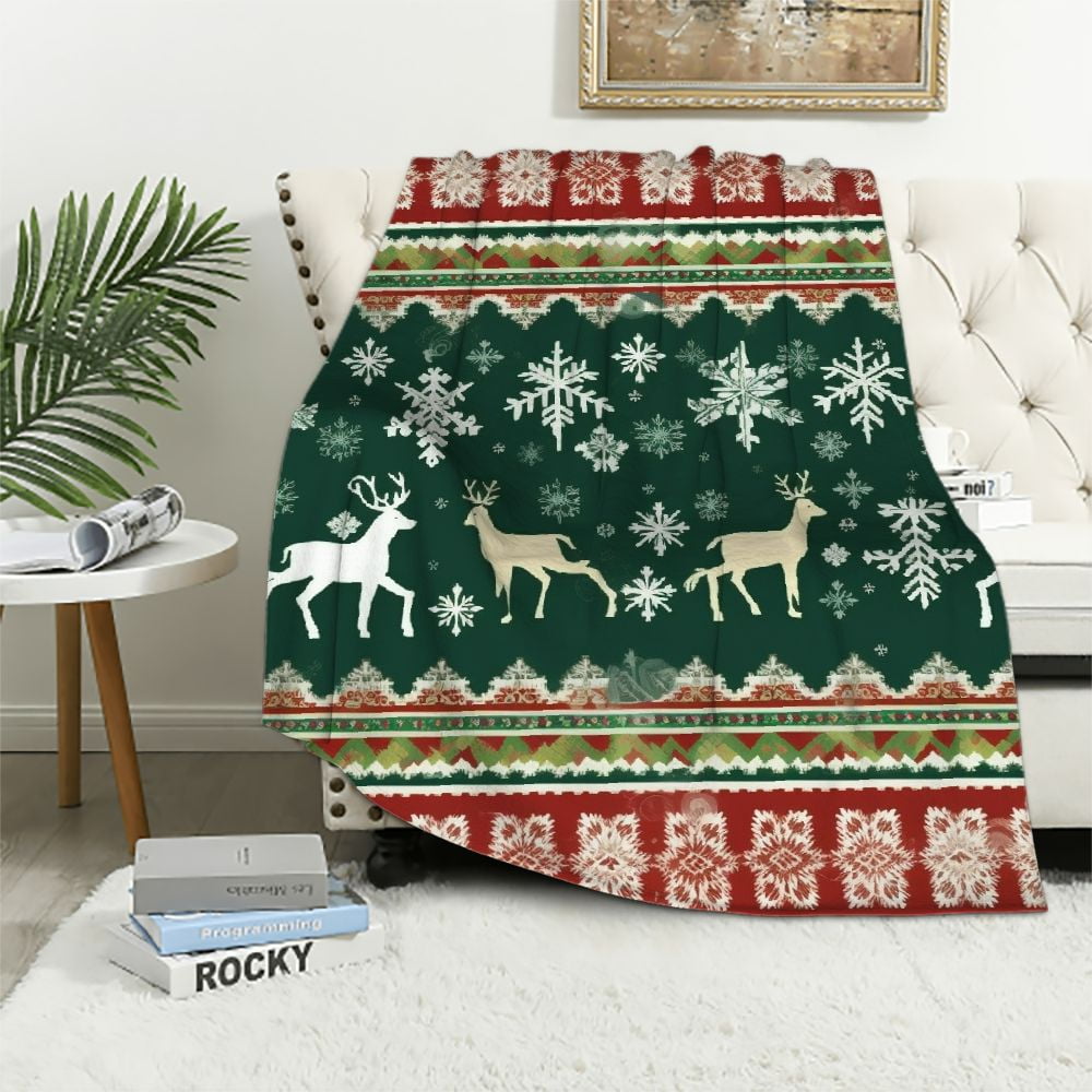 HENGT Red Sherpa Christmas Throw Blanket, Fuzzy Fluffy Soft Cozy ...