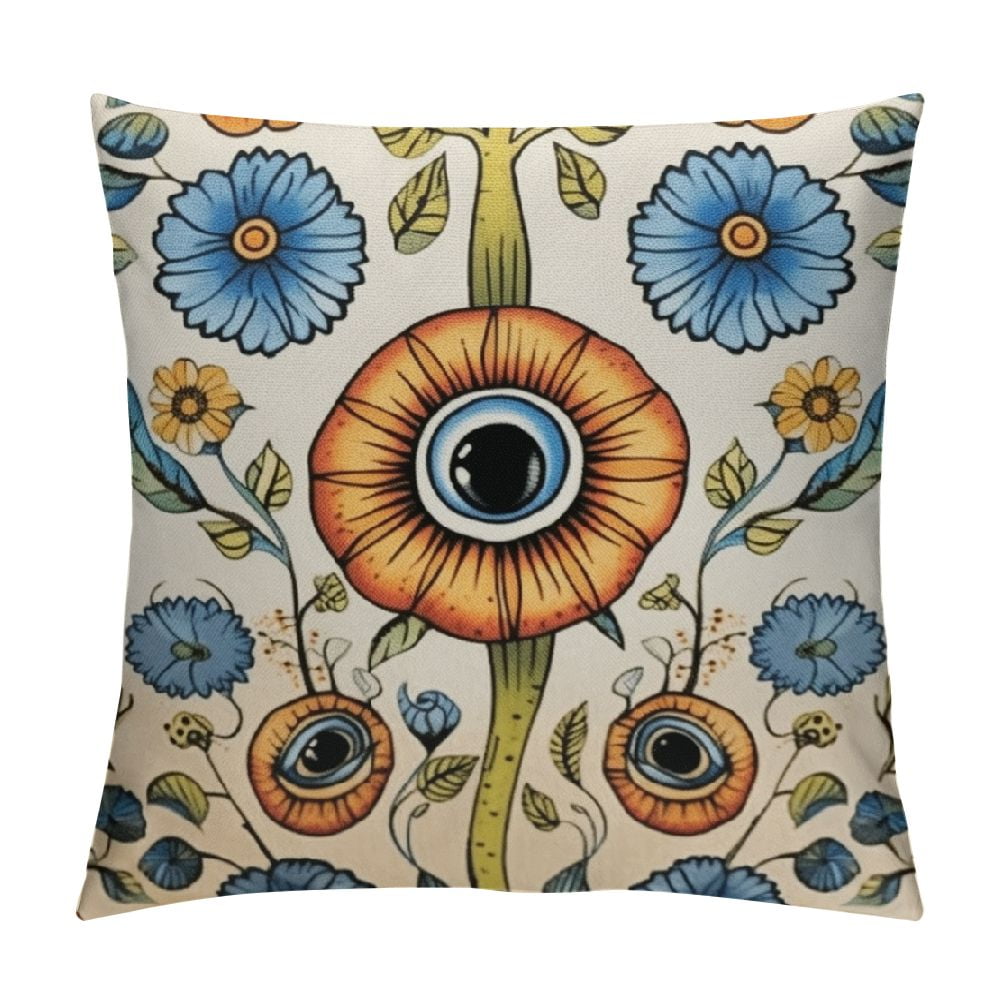 HENGT Retro Boho Floral 18x18 Throw Pillow Covers Set Yellow Orange ...