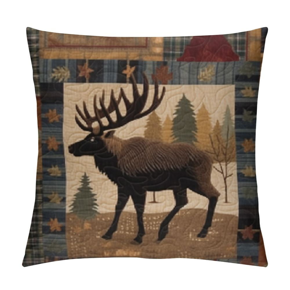 ARISTURING Retro Brown Throw Pillow Covers Rustic Lodge Bear Moose ...
