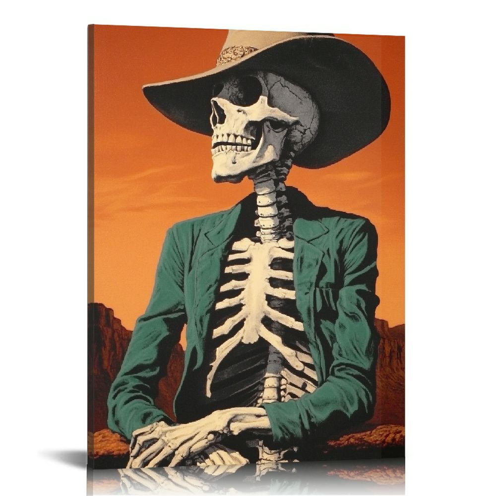 ARISTURING Retro Cowboy Posters Skeleton Smoking Poster Wall Art Funny ...