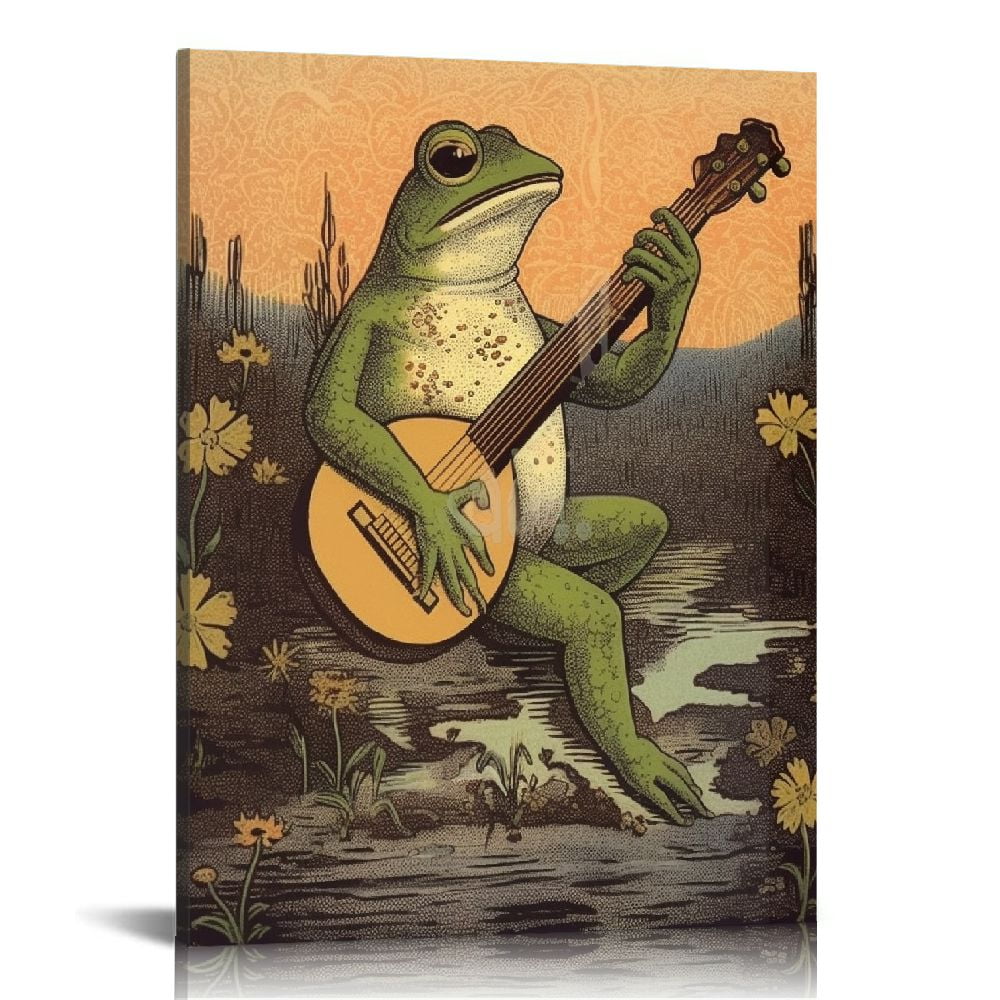 ARISTURING Retro Frog Comics Canvas Wall Art Funny Boho Aesthetic Room ...