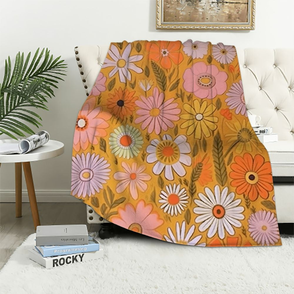 ARISTURING Retro Hippie 60s 70s Aesthetic Boho Throw Blanket, Trendy ...